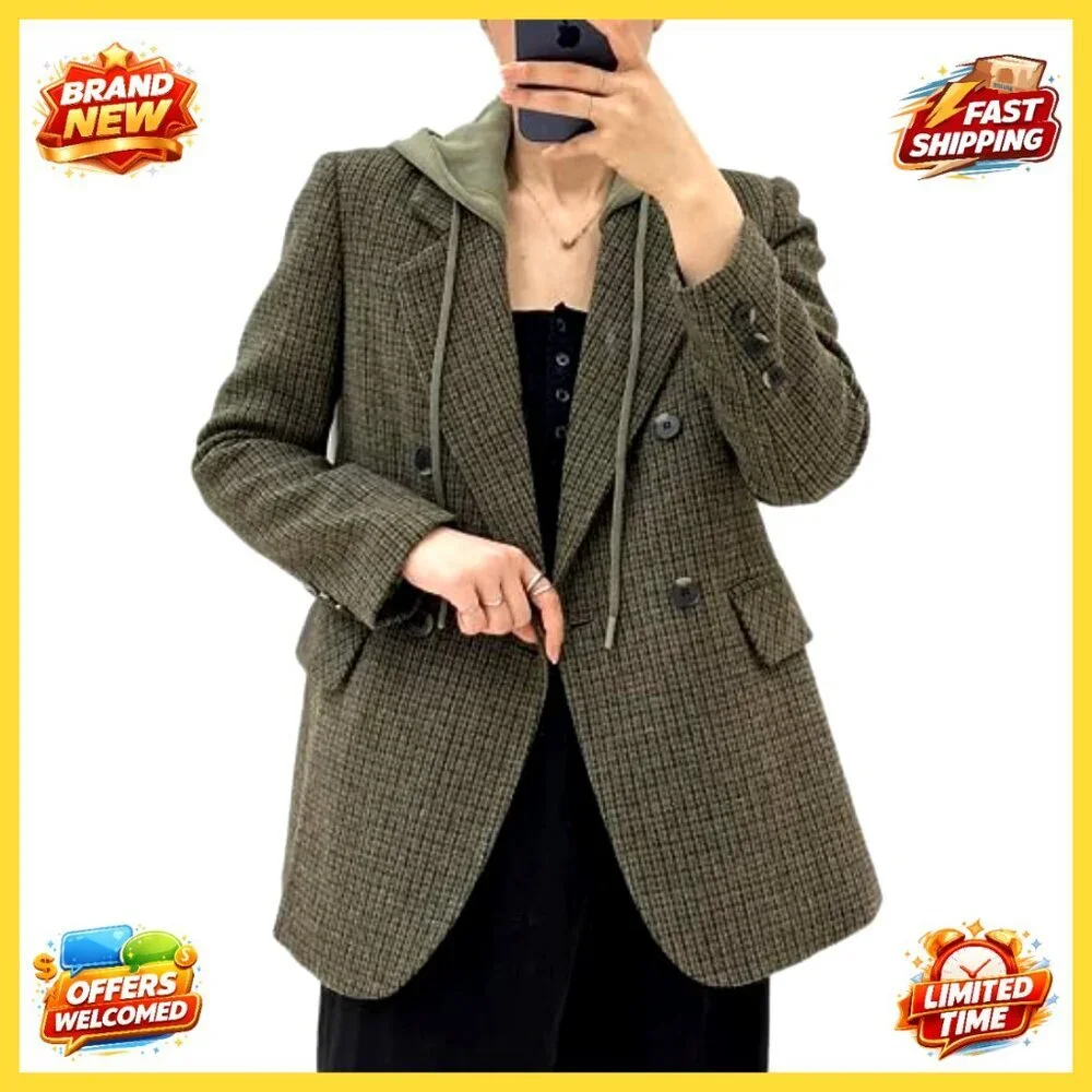 Jackets & Coats | Oversized Hooded Blazer Jacket Doublebreasted Wool ...